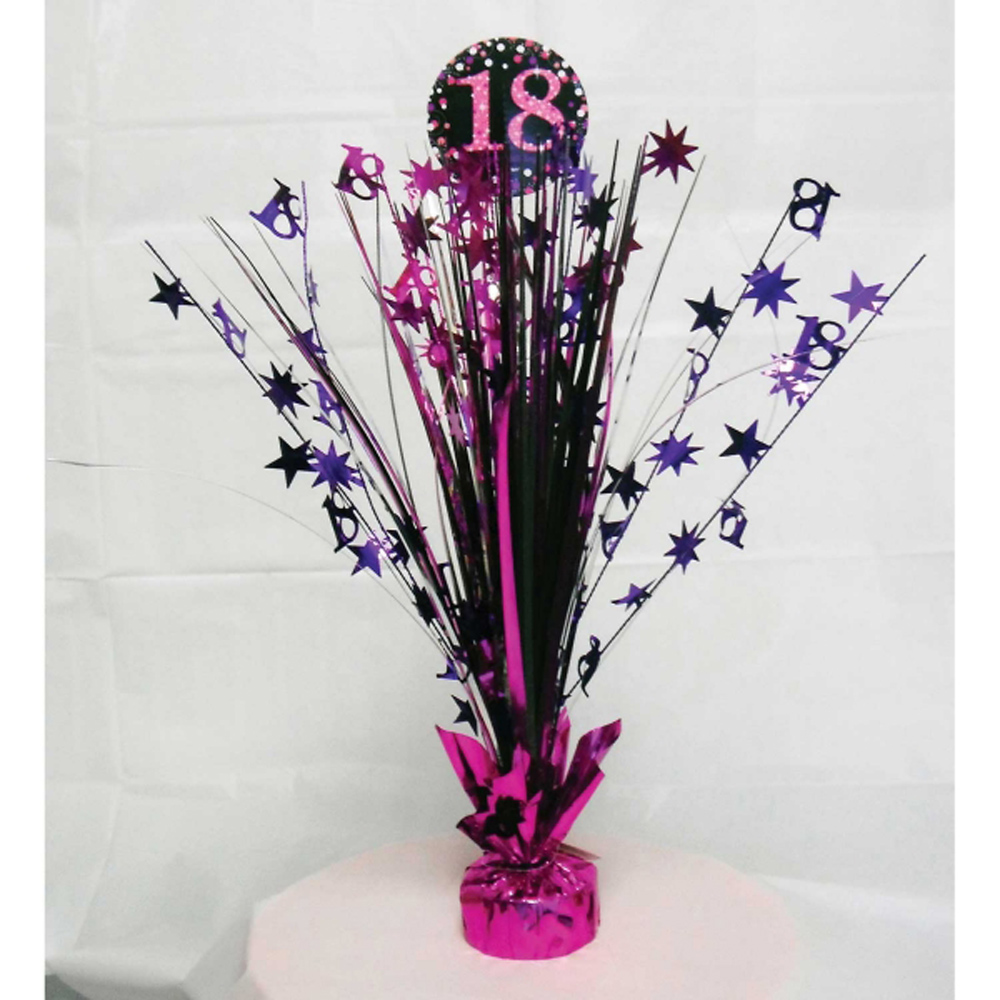 18th Birthday Spray Centrepiece Table Decoration Black Pink Purple Age 